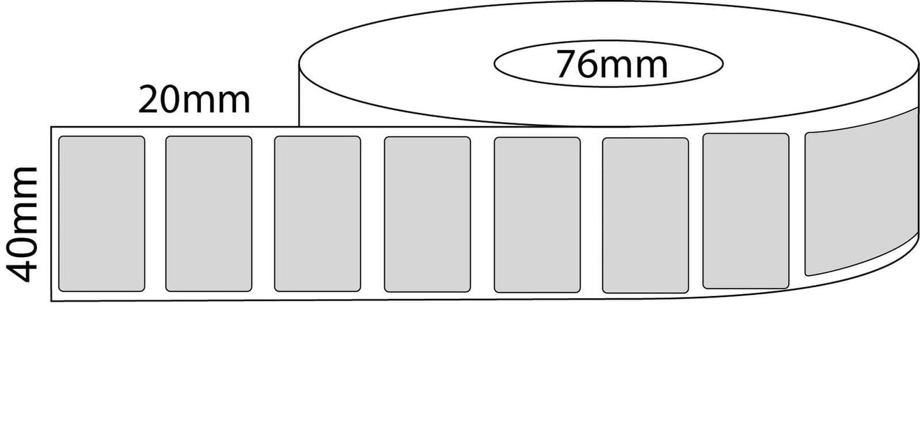 40x20mm Silver 3M Poly Thermal Transfer Labels 40mm x 20mm — Barcode Print